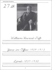 45 United States Presidents Character Writing Worksheets Zaner-Bloser ...