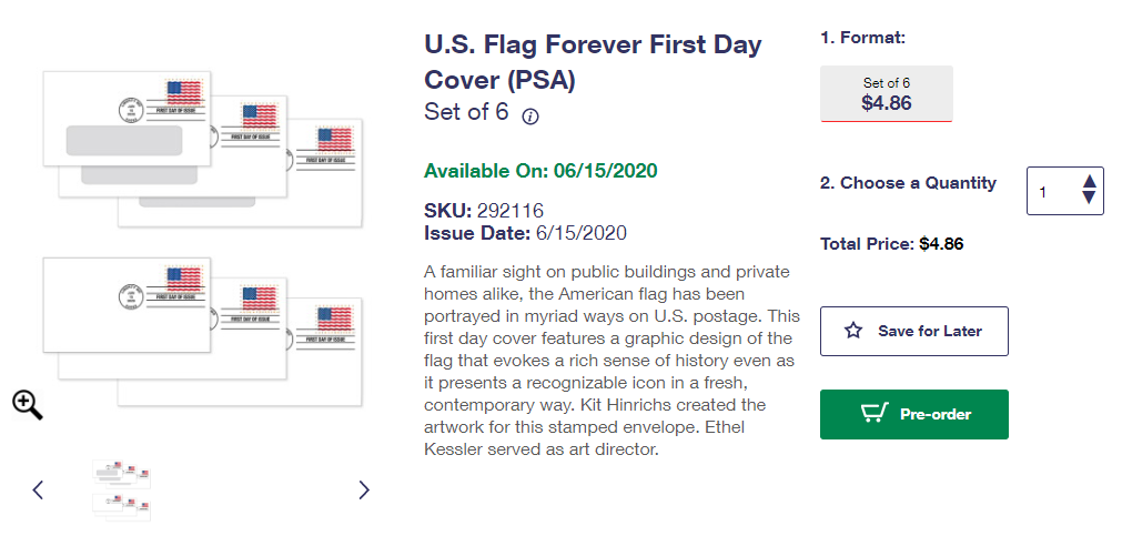 US Flag Stamped Envelope FDC Available June 15 2020 - AnchoredScraps.com