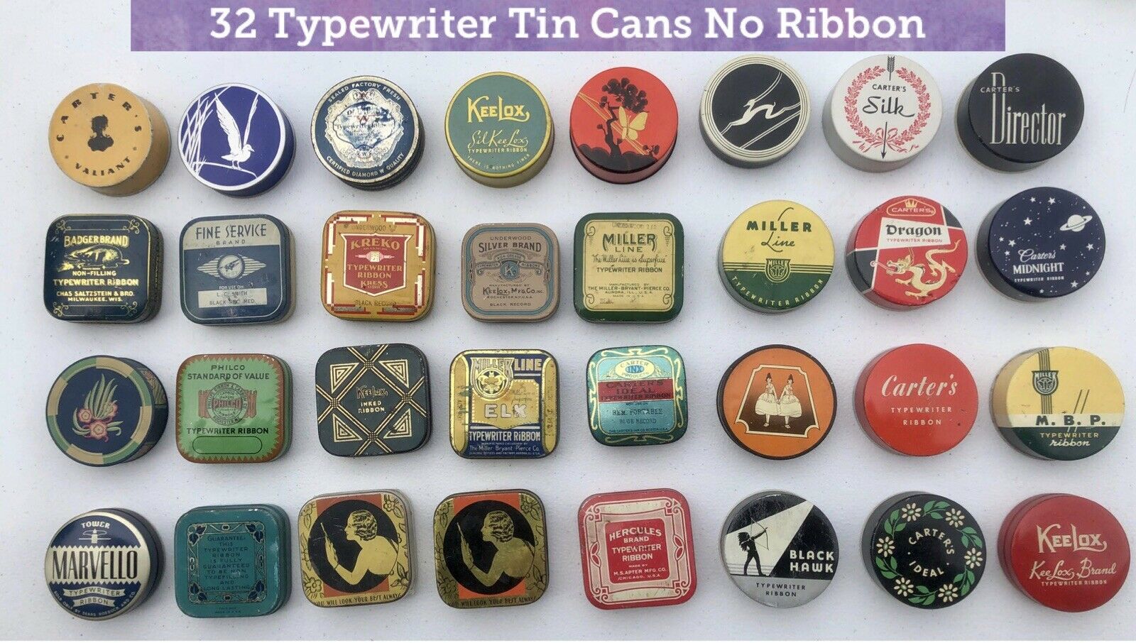 Vintage Typewriter Ribbon Tin Collection - AnchoredScraps.com
