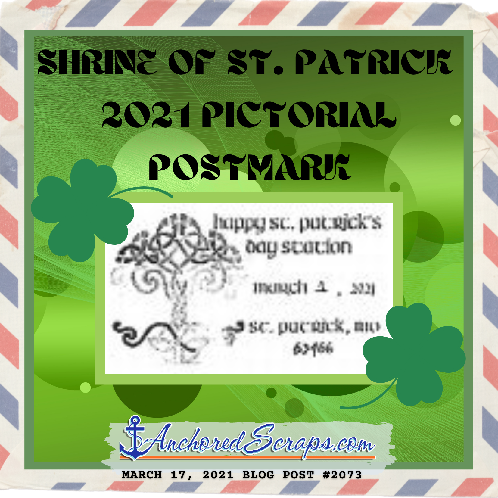 Shrine of St Patrick 2021 Pictorial Postmark - AnchoredScraps.com