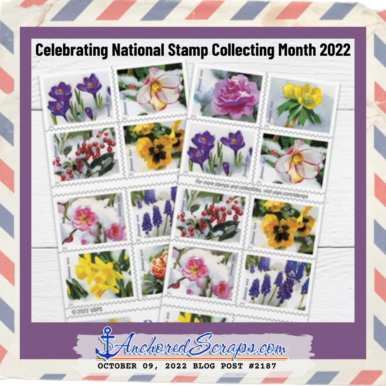 Celebrating National Stamp Collecting Month 2022 - AnchoredScraps.com